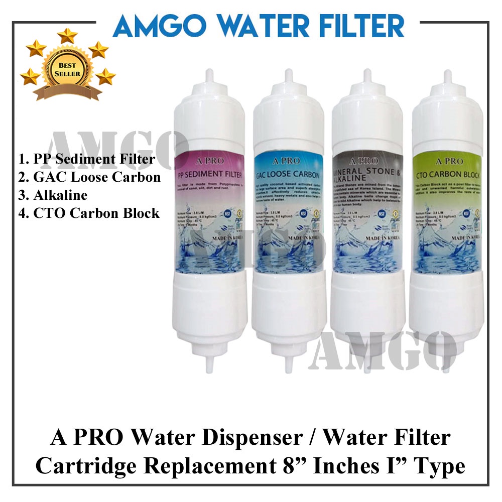 AMGO A Pro Water Filter 8"- 4 Stage K Pro K-Pro Ipro Filter ...