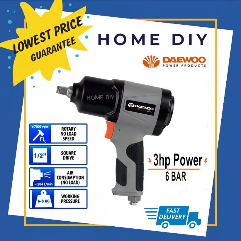 DAEWOO DAPIW1000 1/2" AIR PNEUMATIC IMPACT WRENCH / TWIN HAMMER WITH 750NM HIGH TORQUE | Shopee ...