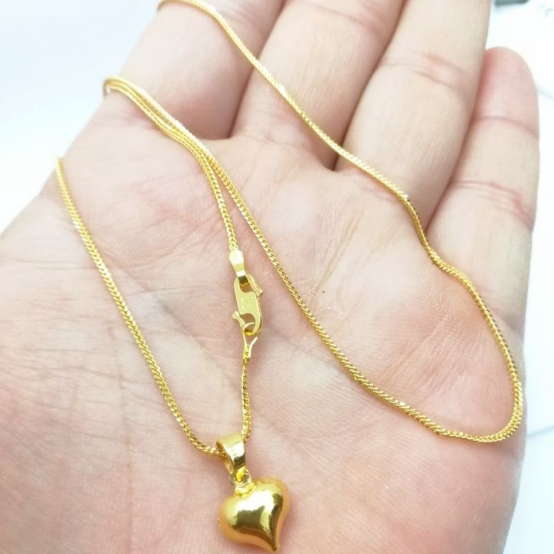 rantai leher belut padu +loket love licin saiz 44cm emas 916 | Shopee Malaysia