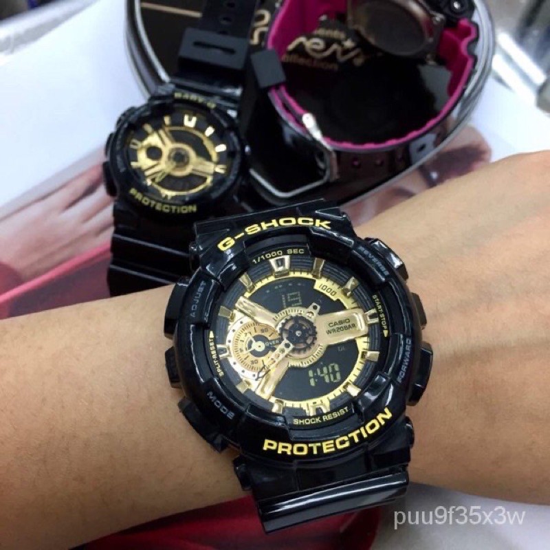 Gshock Couple Ga110 Black Gold METALLIC SET | Shopee Malaysia