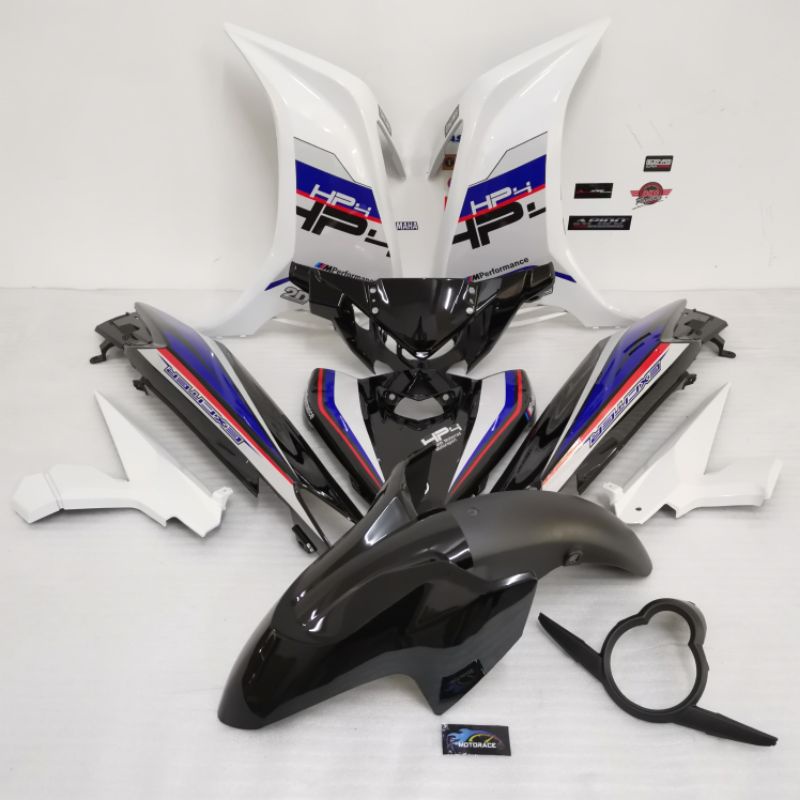 CUSTOM COVER SET LC135 V4 V5 V6 V7 YAMAHA BLACK WHITE WITH STICKER ...