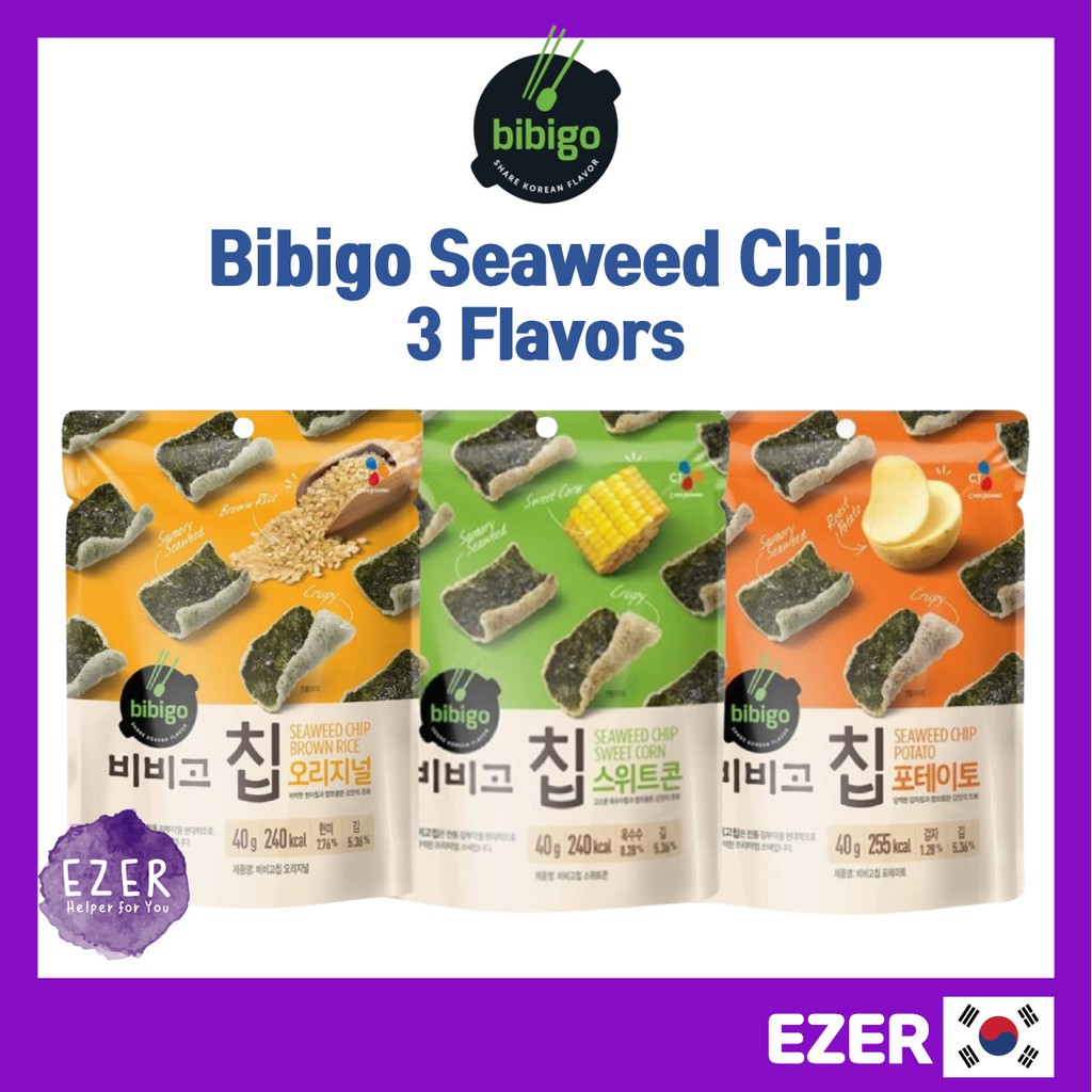 [Bibigo] Seaweed Chip 40g 3 Flavors (Original/Sweet Corn/Potato) /Seaweed Snack/Laver/Side ...