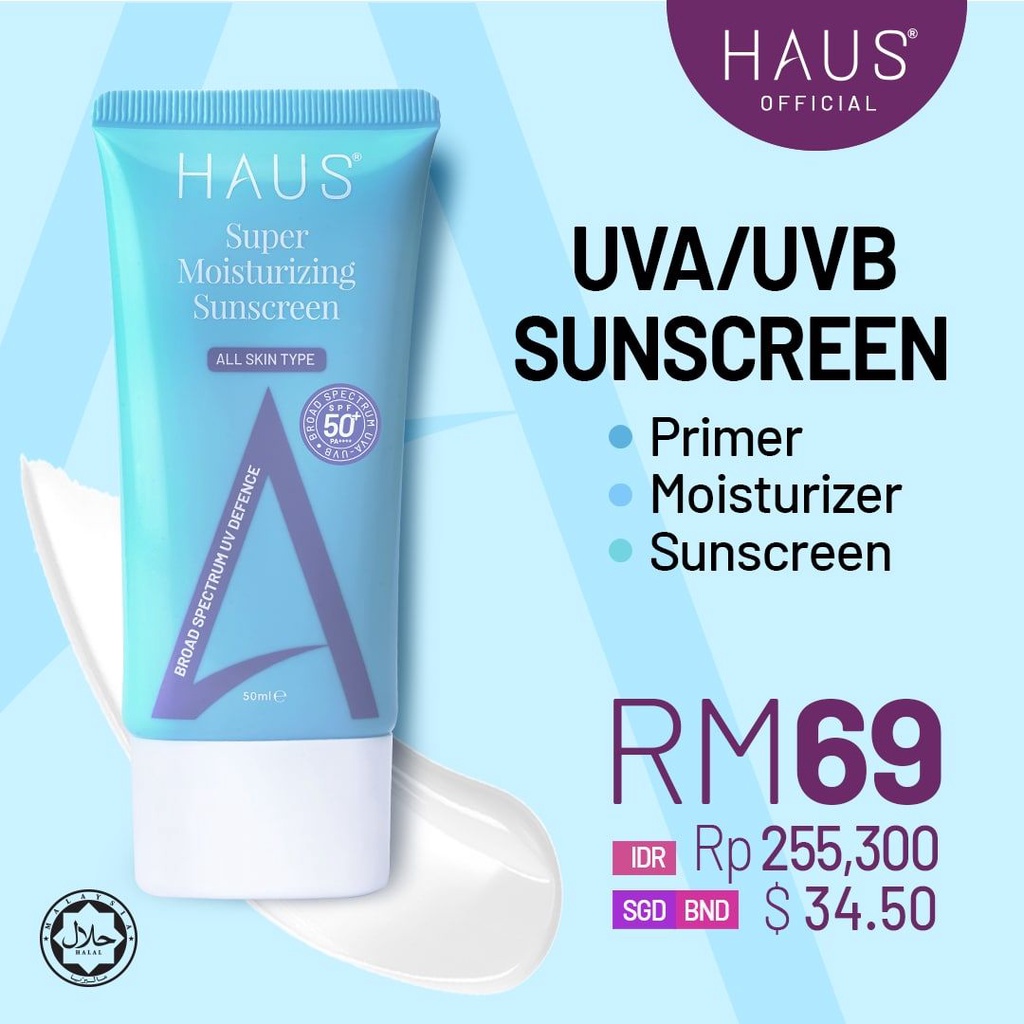 HAUS Super Moisturizing Sunscreen SPF50 PA++++ Waterbased Formula 50ml ...