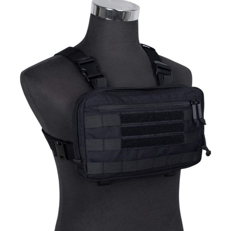 Chest RIG BAG / CHEST BAG / CHESTBAG THREE STRAP VELCRO BLACK TACTICAL ...