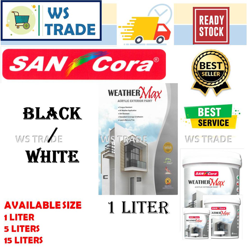 SANcora Weather Max Exterior Paint @ 1Liter ** White / Black ...