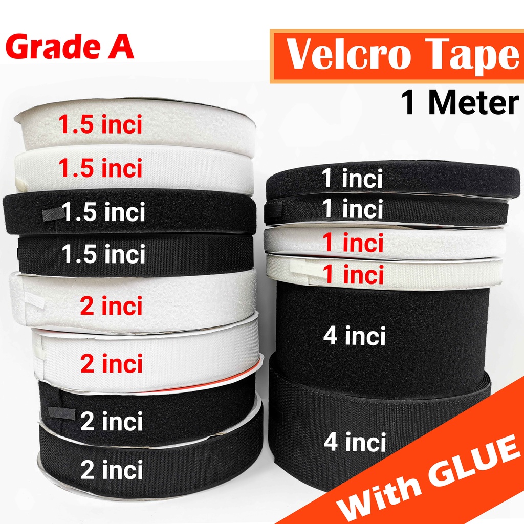 (Meter) Hook & Loop Magic Tape Velcro Tape With Glue 25mm 38mm 50mm 100mm | Shopee Malaysia
