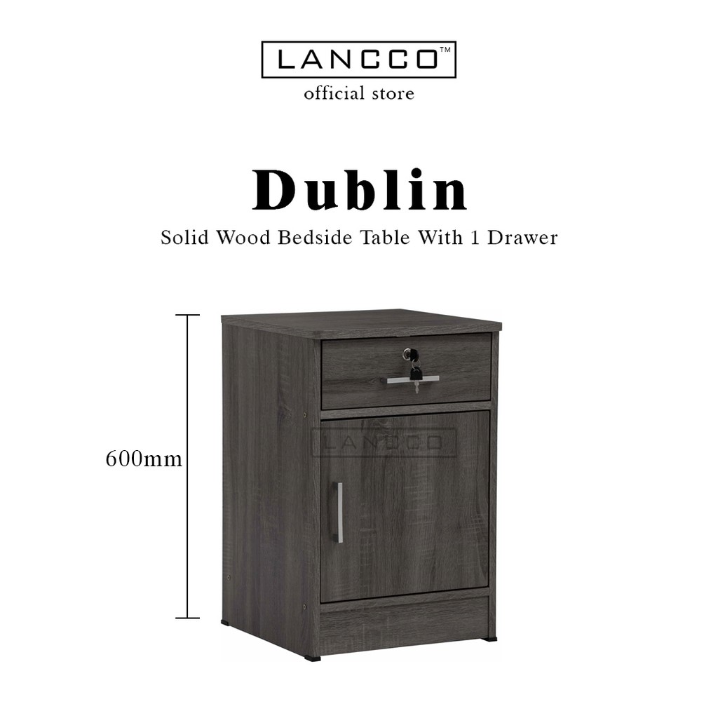 LANCCO: Dublin Solid Wood Bedside Table with drawer | Shopee Malaysia