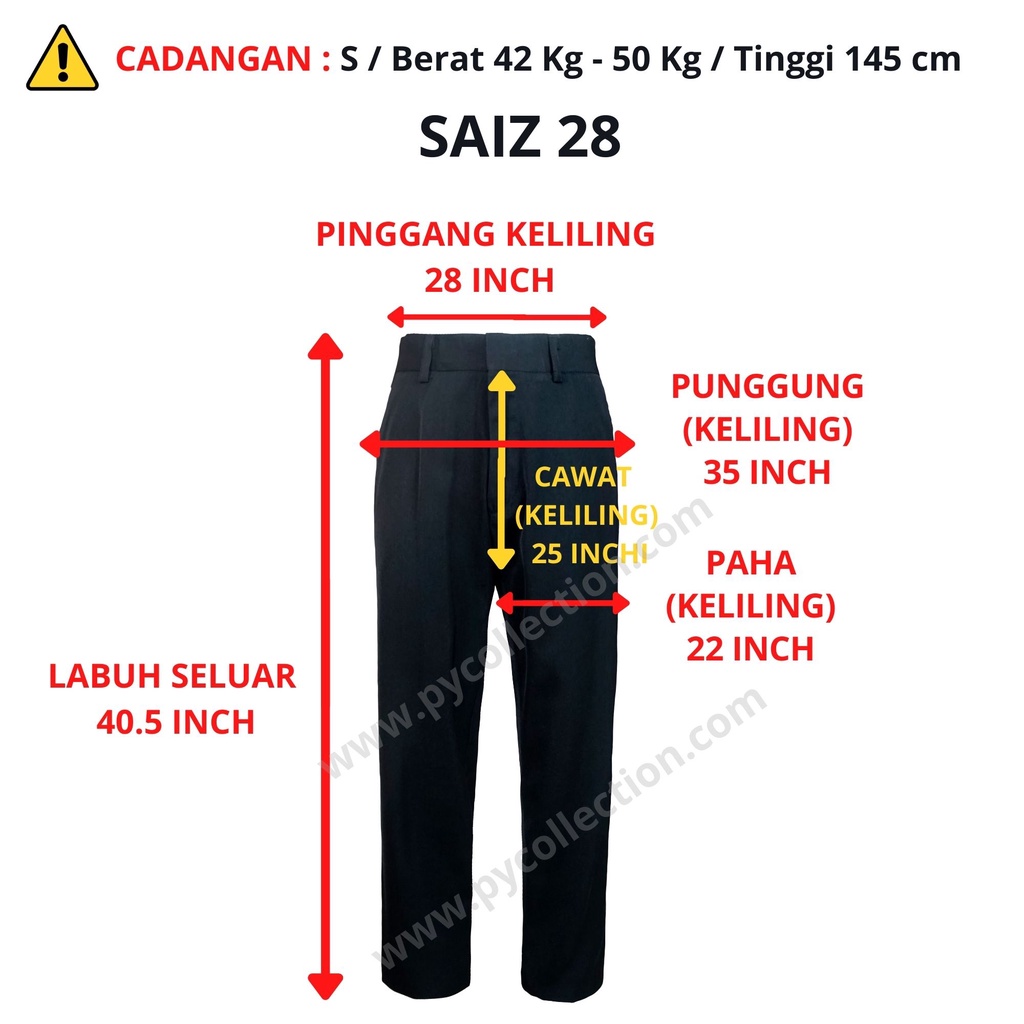 SELUAR HITAM PANJANG LICIN ( SLACK ) SEKOLAH MENENGAH - BAJU SEKOLAH ...