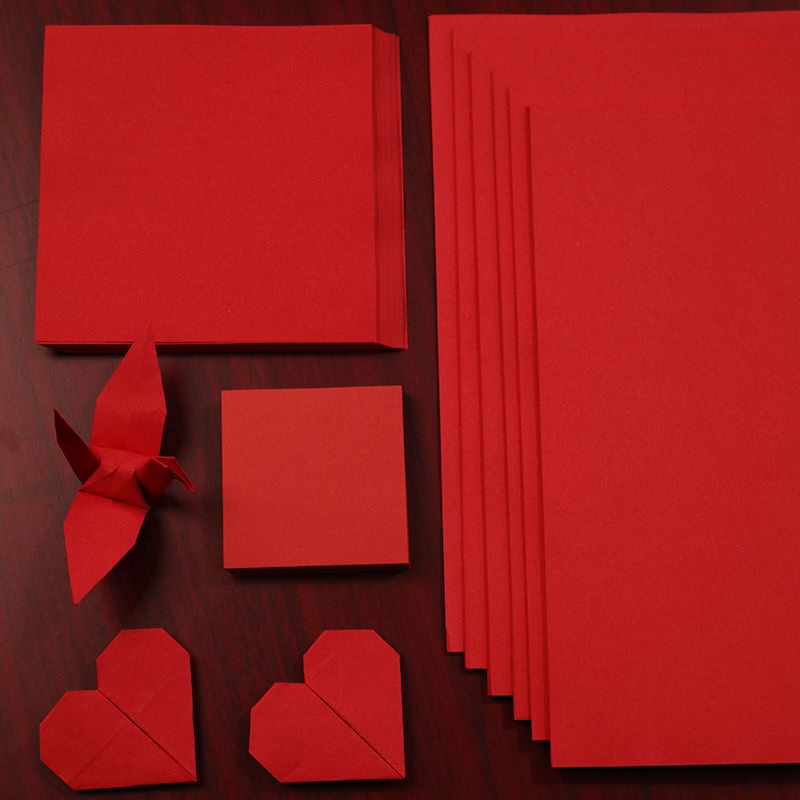 Big red thousand paper crane origami square manual DIY cardboard solid ...