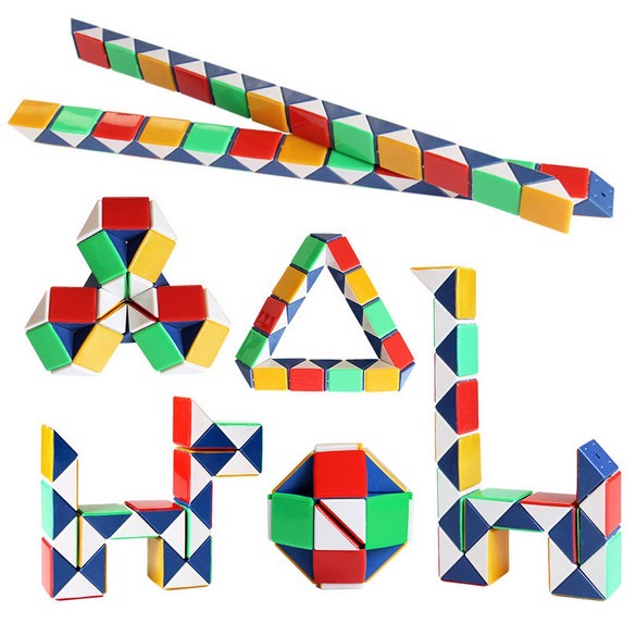 24 Blocks Snake Magic Twist Jigsaw Puzzle Toy Speed Magic Ruler Snake ...
