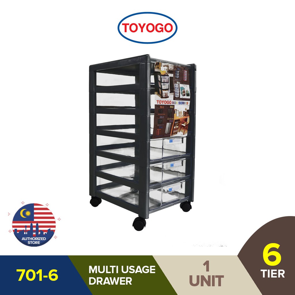 TOYOGO 6 Tiers Clear Desktop Drawer with Wheels 701-6 [2 units] | Shopee Malaysia