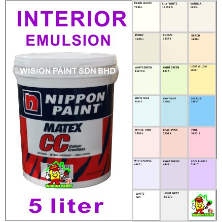 5L ( 5 Litre ) Nippon Paint MATEX CC COLOUR CREATIONS Interior Super ...