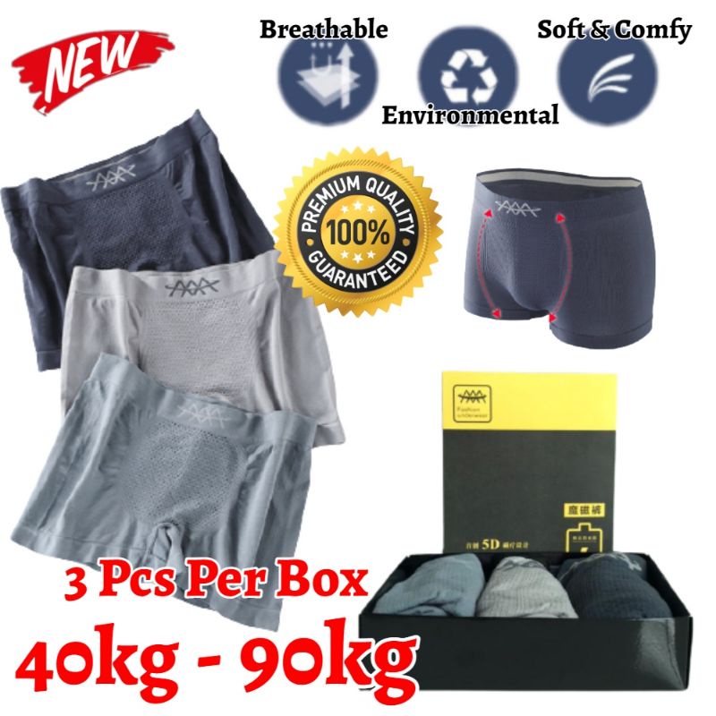 Plus Size Magnetic Therapy Men Boxer 3 Pcs Per Box Man Underwear (40kg ...