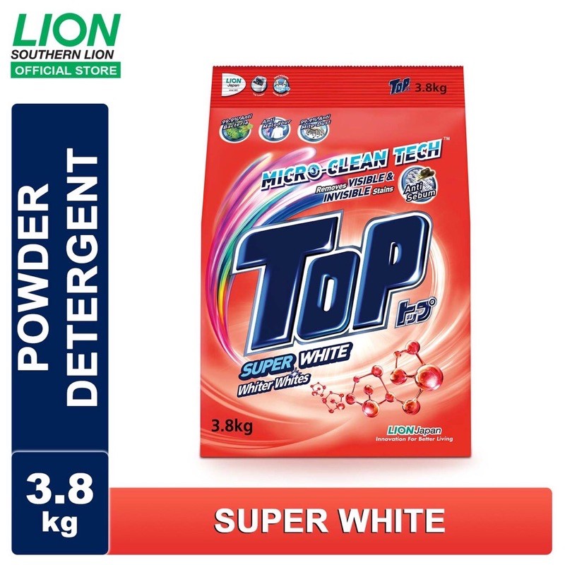 TOP Powder Laundry Detergent - Super White (3.8kg) | Shopee Malaysia