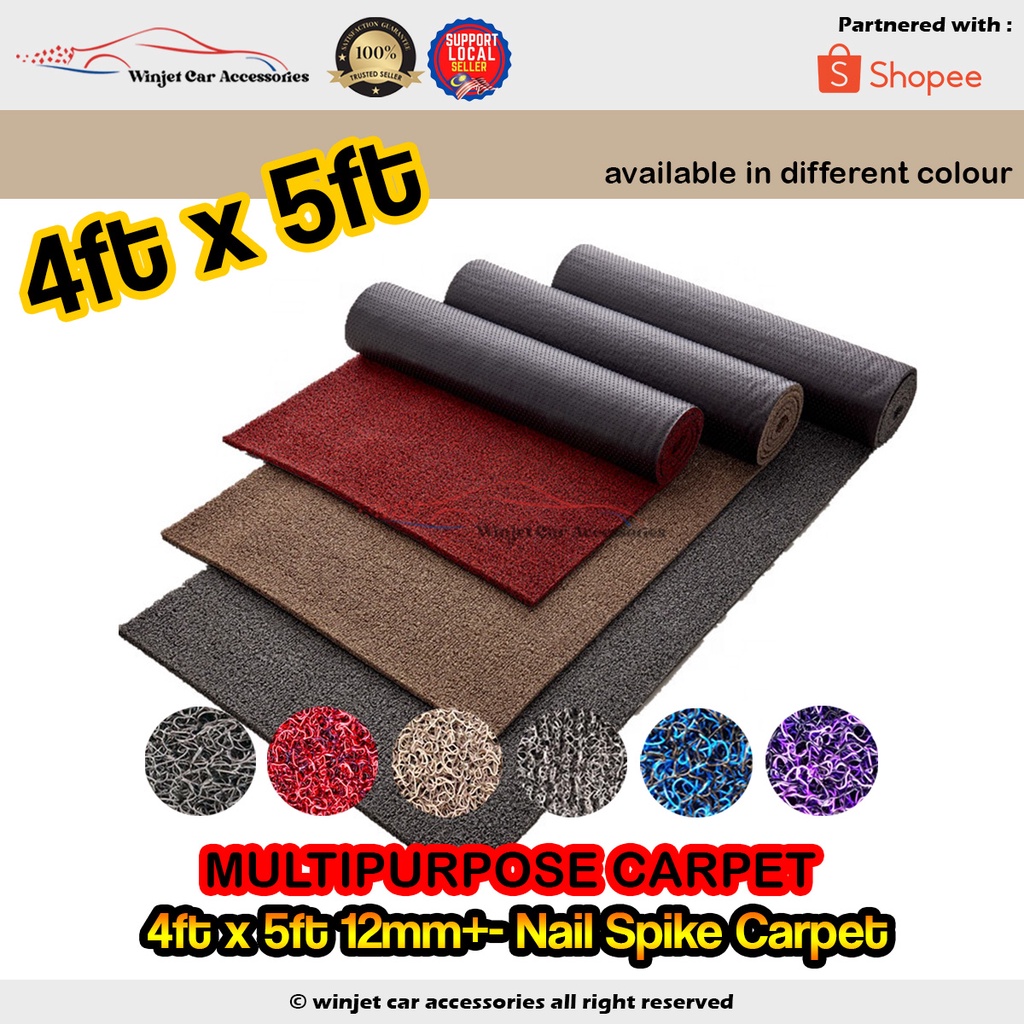 4ftx5ft A12mm+- Nail Spike Waterproof Coil Mat Car Carpet Karpet Kereta ...