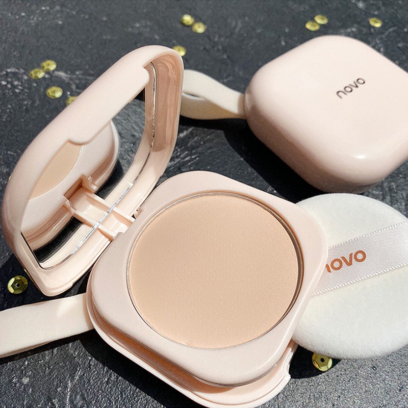 NOVO Pressed Powder Makeup Powder With Puff Waterproof Matte Flawless ...