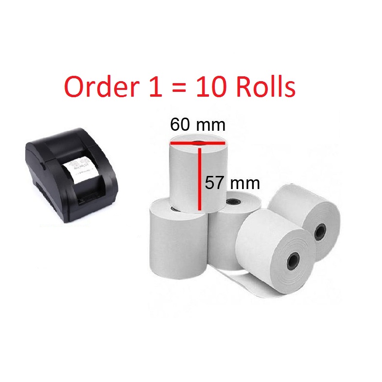 [Thermal] 57x60 Cashier Roll / Thermal Receipt Paper With Core (10 ...