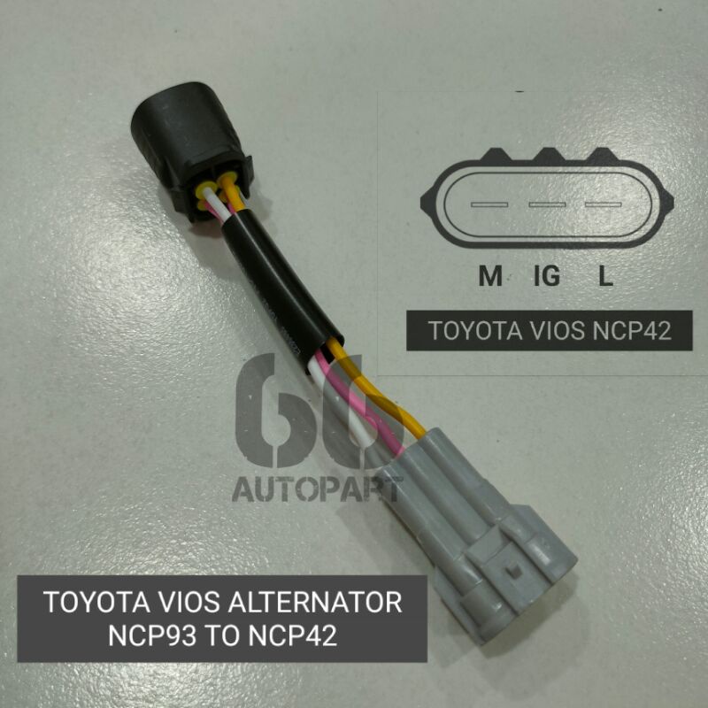 TOYOTA VIOS ALTERNATOR SOCKET （ NCP93 TO NCP42 ）4 pin to 3 pin | Shopee ...