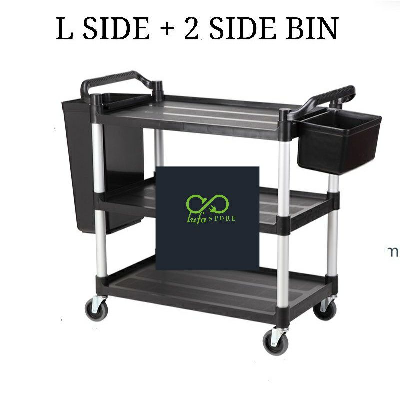 Plastic 3-Tier Utility Cart / Trolley foodcourt cart restaurant dishs ...