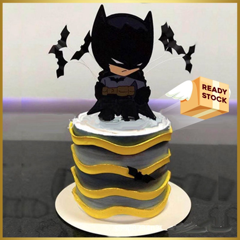 Cartoon Batman Black Bat Cake Topper Decoration for Kids Happy Birthday ...