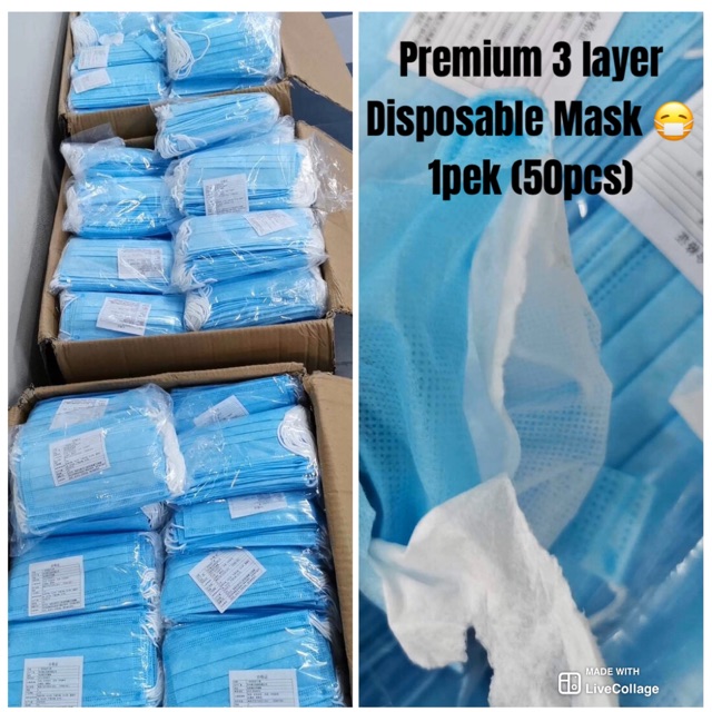 Premium 3 layer Disposable Mask 😷 1pek (50pcs) | Shopee Malaysia
