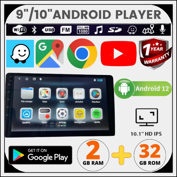 T3L Android 12 Car Player - 9"/10" HD (2+32GB) Universal Car Android ...