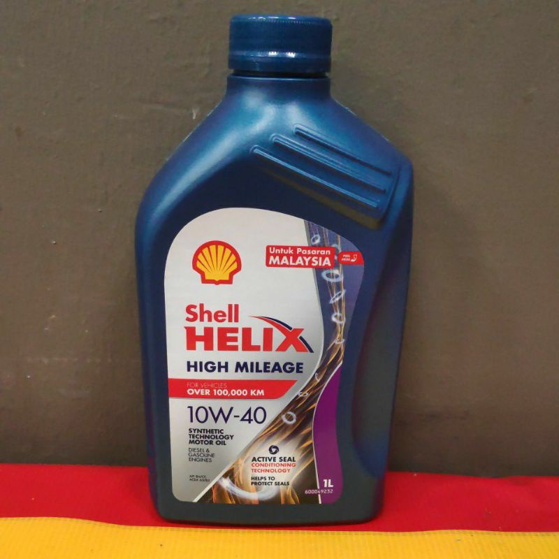 Shell Lubricant Oil (Minyak Hitam Kereta) Helix High Mileage 10W-40 (1L ...