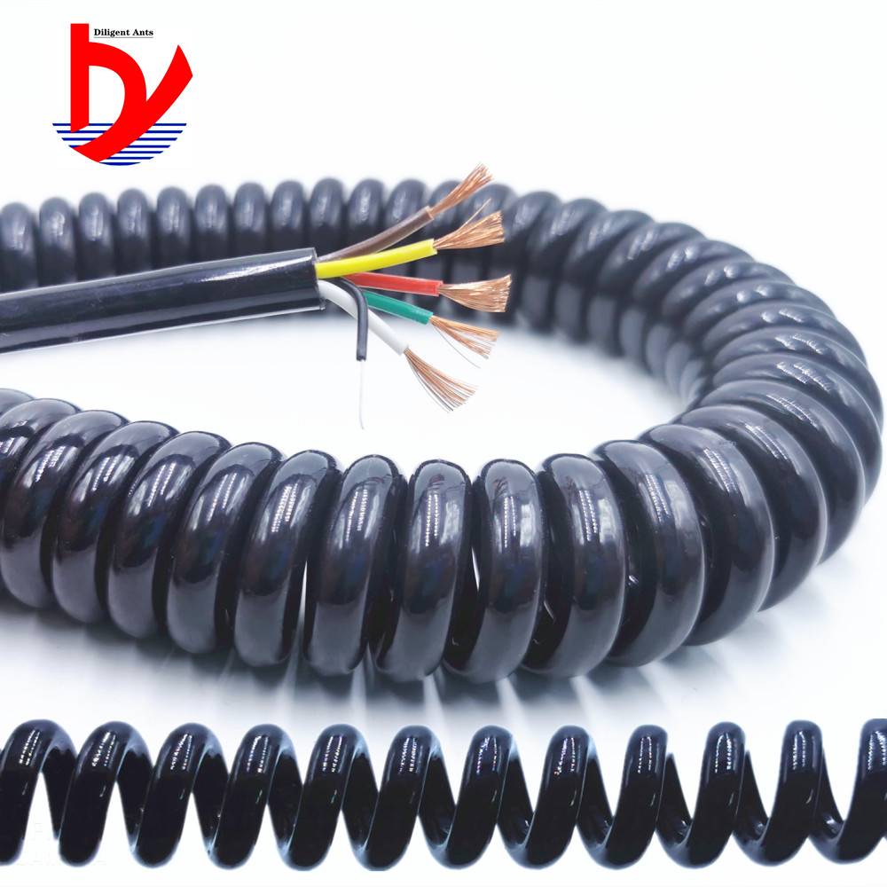 Wire spring spiral cable 2 core -3-4-5-6-8-9-10-12 core 24AWG 0.2mm black power cord can extend ...