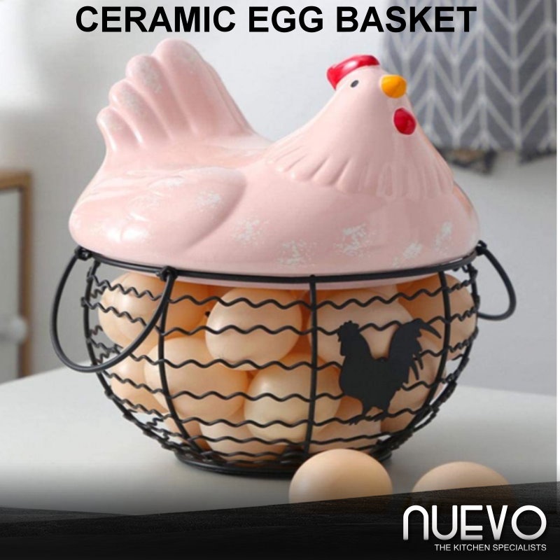 Iron Ceramic Hen Chicken Shaped Egg Holder Creative Big Egg Storage ...