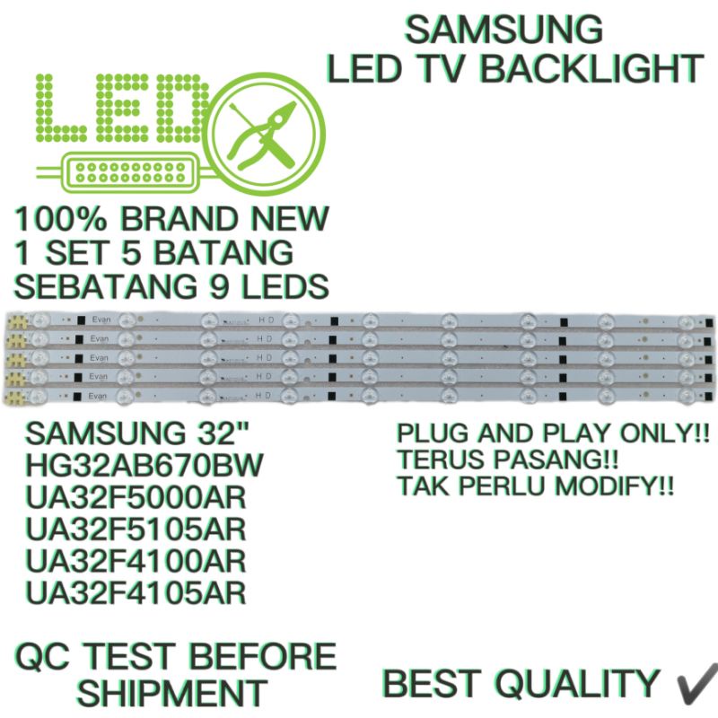 UA32F5000AR/UA32F5105AR/UA32F4100AR/UA32F4105AR/HG32AB670BW SAMSUNG 32" LED TV BACKLIGHT /LAMPU ...