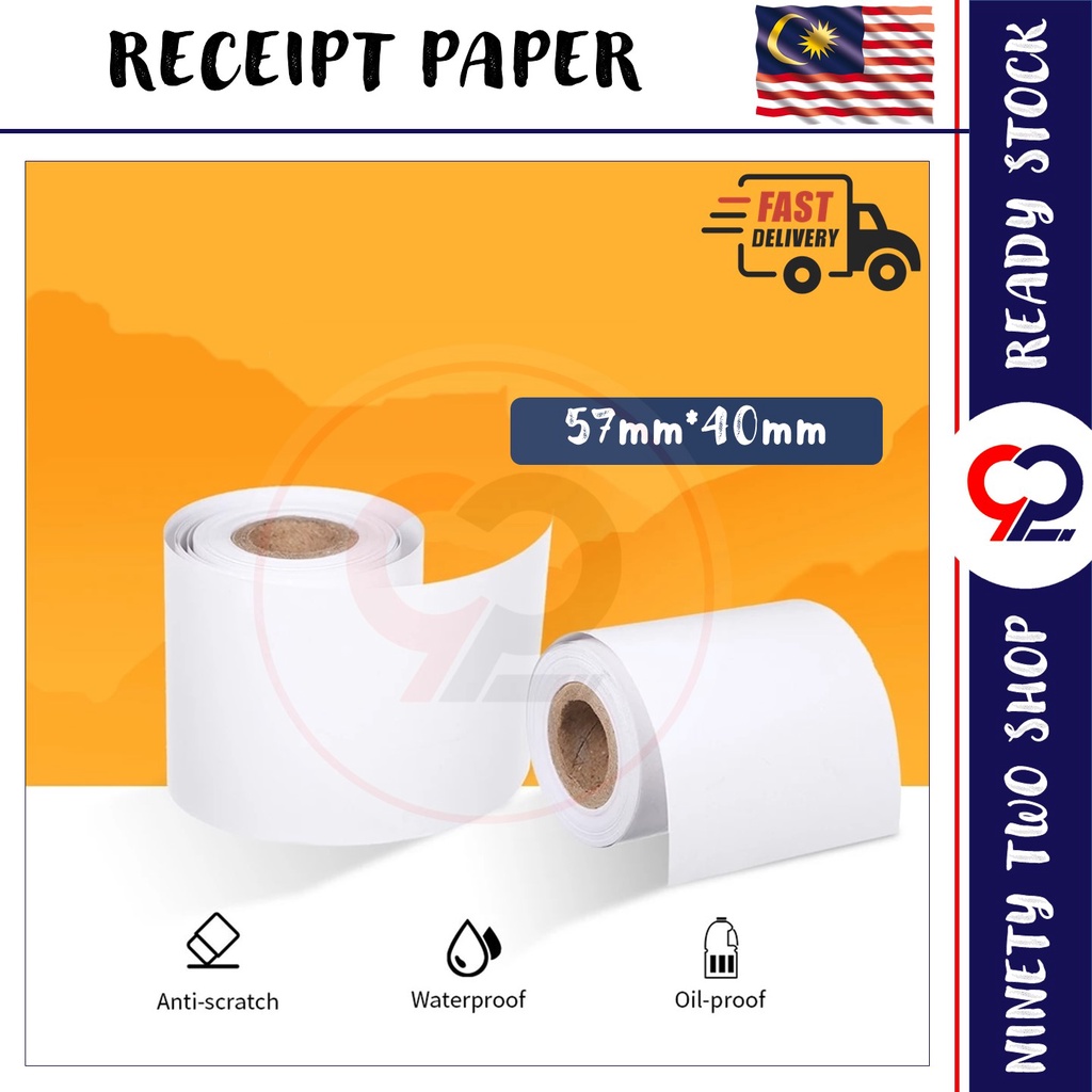 Cheapest Price Coreless 57mm x 40mm Thermal Receipt Paper Roll Kertas ...