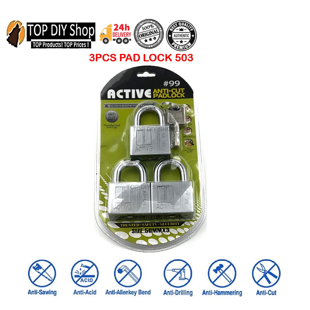 ACTIVE Anti-Cut PadLock / Top Security Padlock / House Lock / Door lock ...
