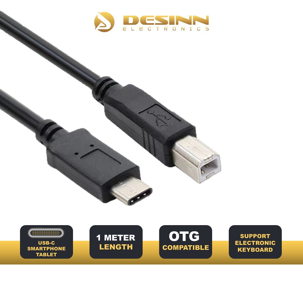 DESINN OTG USB Type-C to Type-B Cable 1m for Electronic Keyboard ...