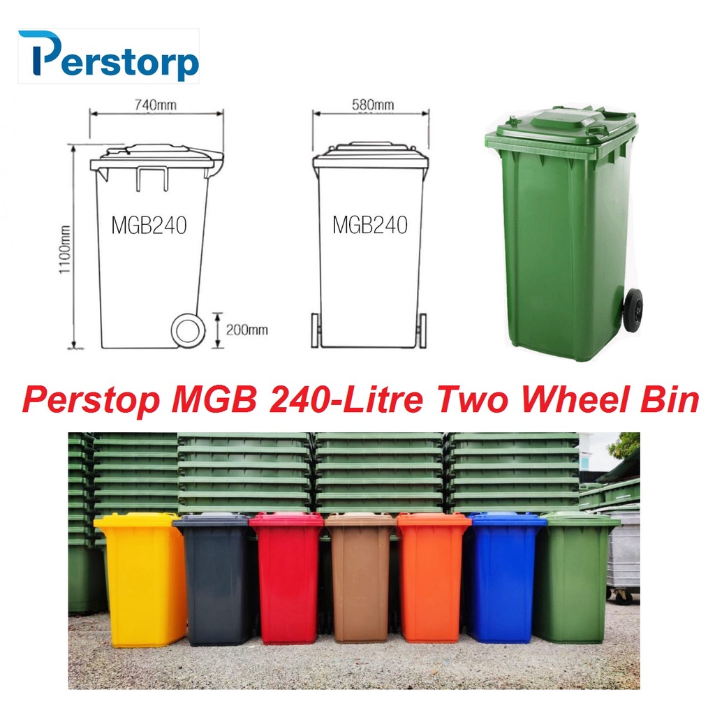 Perstorp MGB 240-Litres HDPE Two Wheel Waste Bin (Green) | Shopee Malaysia