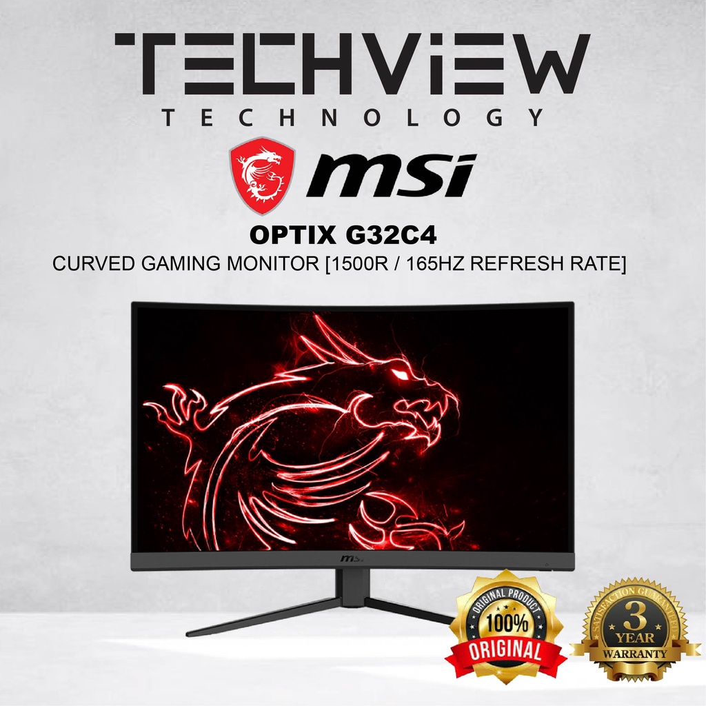 MSI OPTIX G32C4 CURVED GAMING MONITOR [1500R / 165Hz REFRESH RATE ...