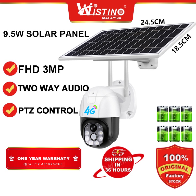 Wistino CCTV Solar Camera Powered Waterproof IP66 3MP Solar Panel 4G Lte Sim Card Camera Solar ...