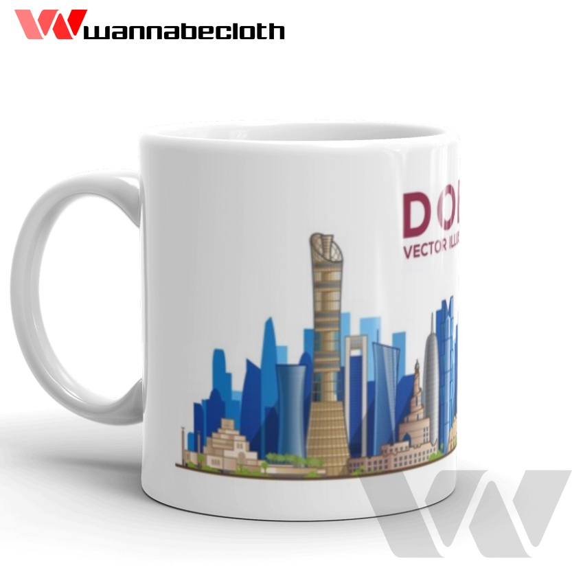 Doha Qatar Glass Doha Qatar Mug Print Custom Mug Souvenir Doha Qatar ...