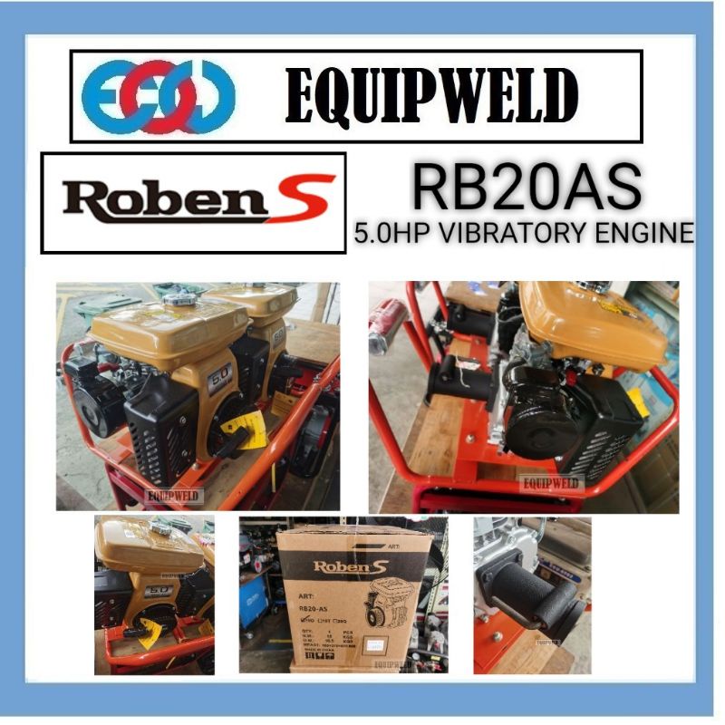 ROBENS RB20AS 5.0HP VIBRATORY ENGINE WITH FRAME + COUPLER (3750W) ROBIN ...