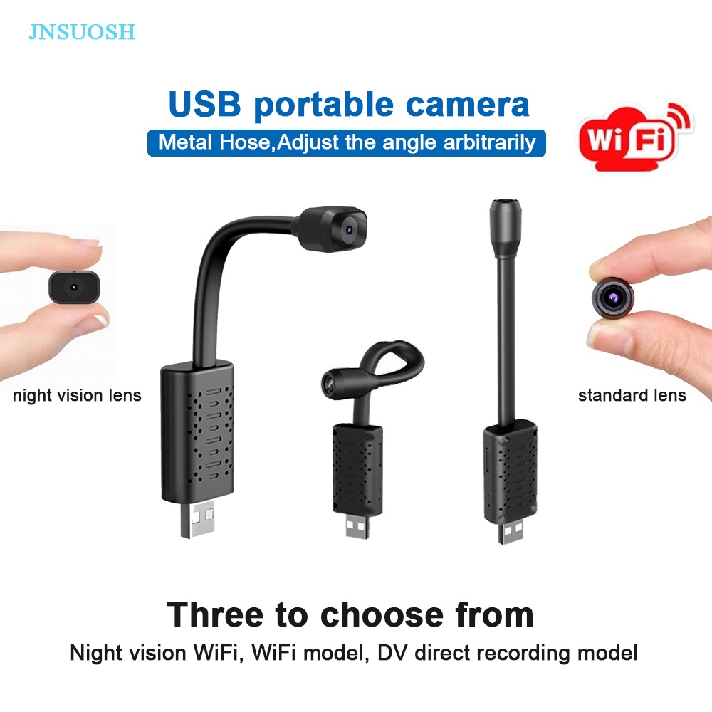 Mini spy camera WiFi wireless small nanny camera USB plug hidden spy ...