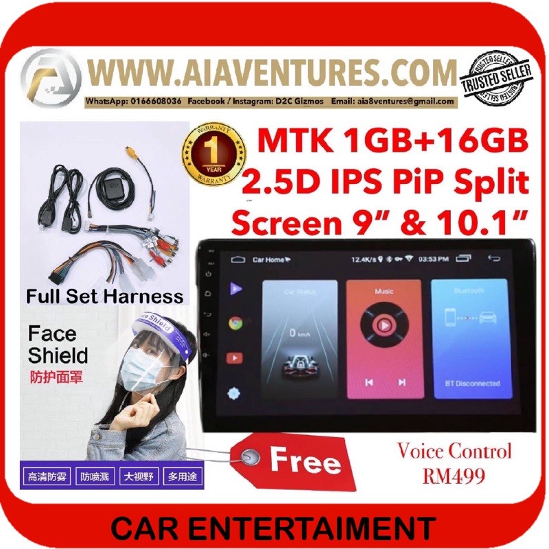 Android Car Player 9 /10 MTK 4CORE Android 8.1 2.5D IPS SCREEN 1G RAM 16G ROM Bluetooth WIFI ...