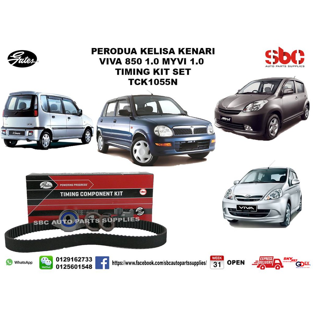 Gates Timing Belt Kit Set PERODUA KELISA KENARI MYVI 1.0 VIVA 850 ...