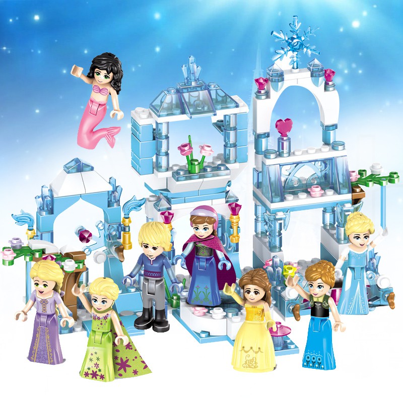 8Pcs/set Girl Princess Castle Minifigures Anna Elsa Belle Mermaid ...