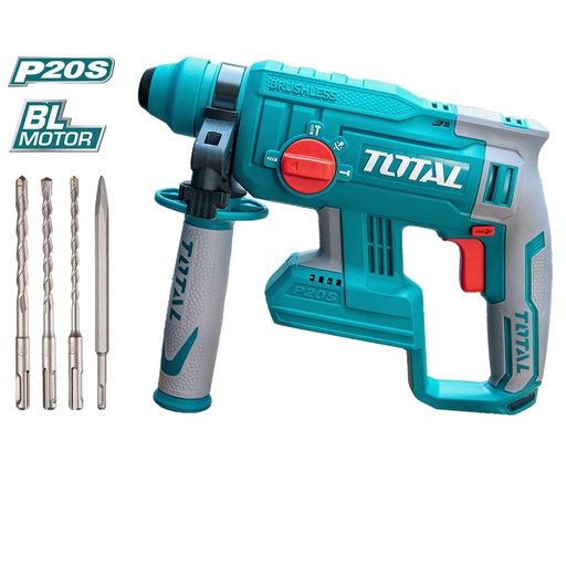TOTAL P20S Lithium-ion Brushless Rotary Hammer 20V + Hammer Drills Bits ...