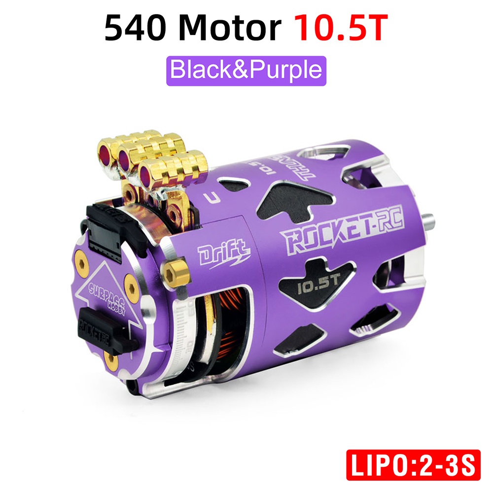 NEW Rocket-RC THUNDER 540 Drift Brushless Sensored Motor 2-3S Brushless Motor 10.5T 13.5T Shaft ...