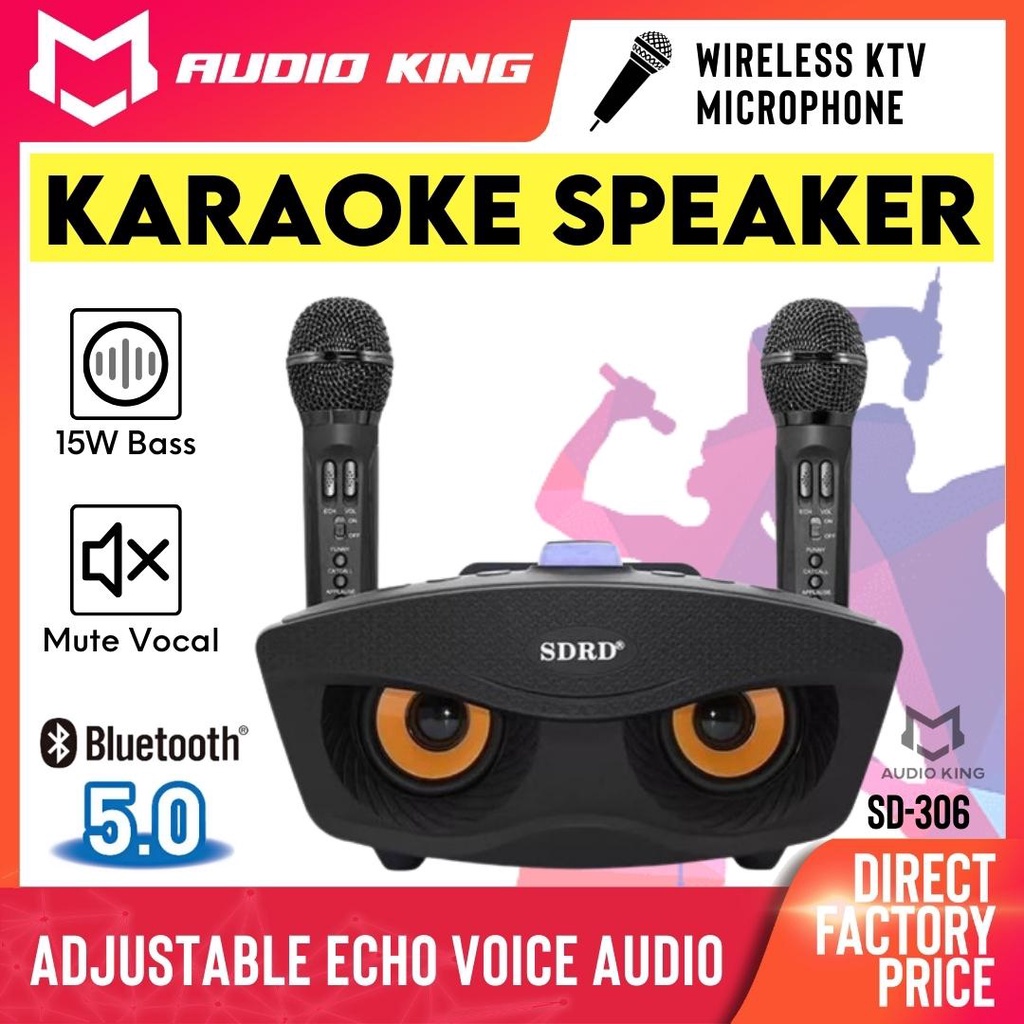 SDRD Speaker With Microphone Karaoke Speaker Bluetooth Bass Karaoke Mic ...