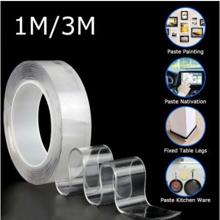 superb Nano Multipurpose Tape Traceless Washable Adhesive Double Sided Reusable Clear Sticky ...