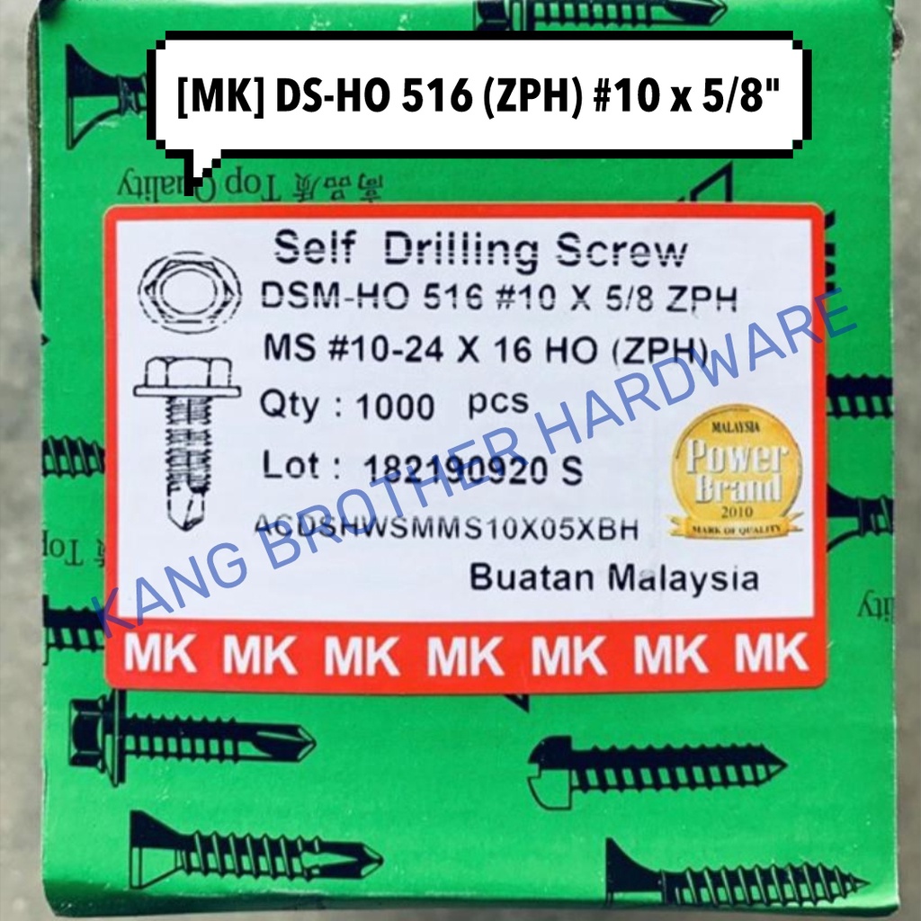 [MK] DS-HO 516 (ZPH) #10 x 5/8" SELF DRILLING SCREW/SCREW BESI CHANNEL ...