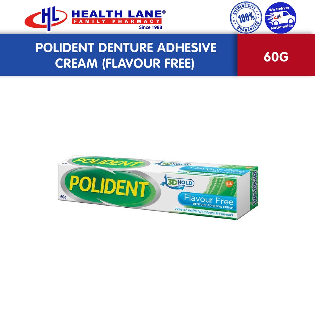 POLIDENT DENTURE ADHESIVE CREAM - FLAVOUR FREE (60G) | Shopee Malaysia