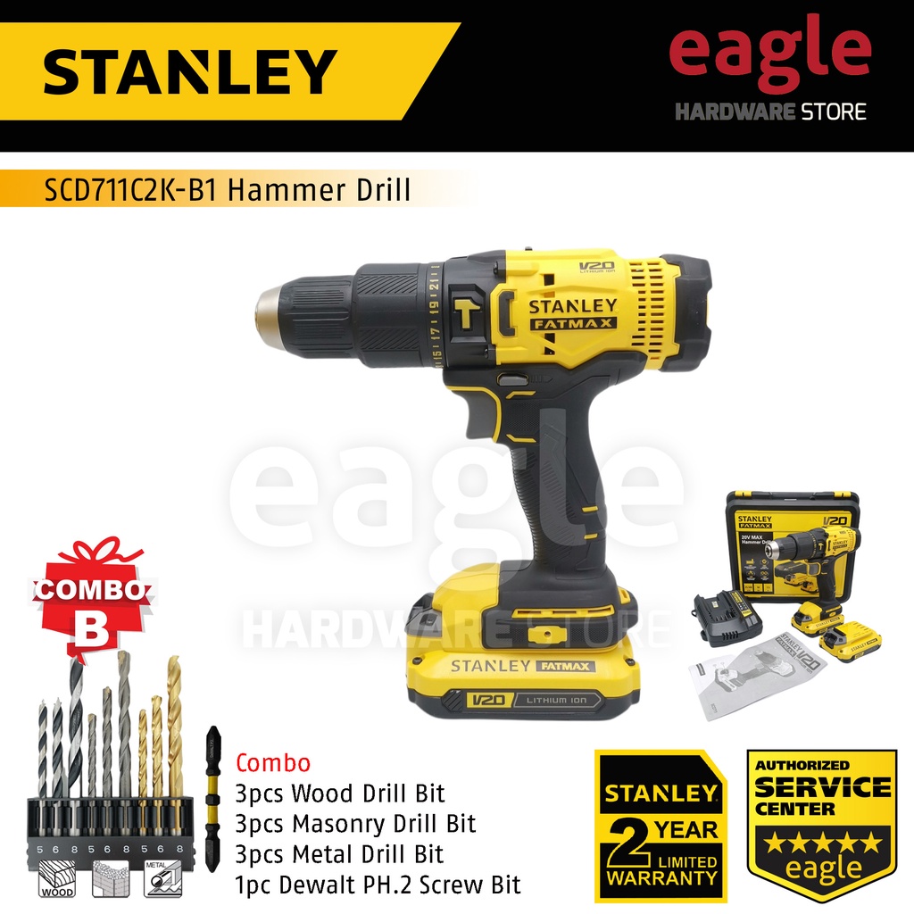 Stanley SCD711C2K-B1 20V Cordless Hammer Drill ( SCD711C2K, SCD711 ...