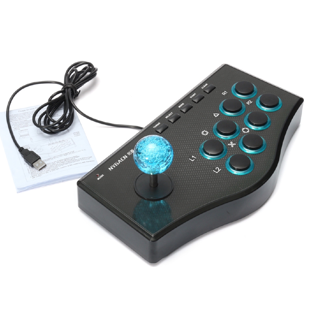 Black Game Usb Rocker Controller Arcade Joystick Gamepad Fighting Stick For Android Plug And